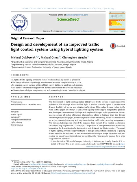 Pdf Design And Development Of An Improved Traffic Light Control System Using Hybrid Lighting