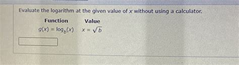 Solved Evaluate The Logarithm At The Given Value Of X Without Using A Course Hero