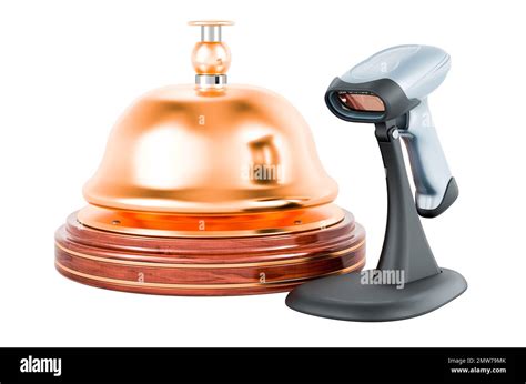 Bar Code Reader Scanner With Reception Bell 3d Rendering Isolated On