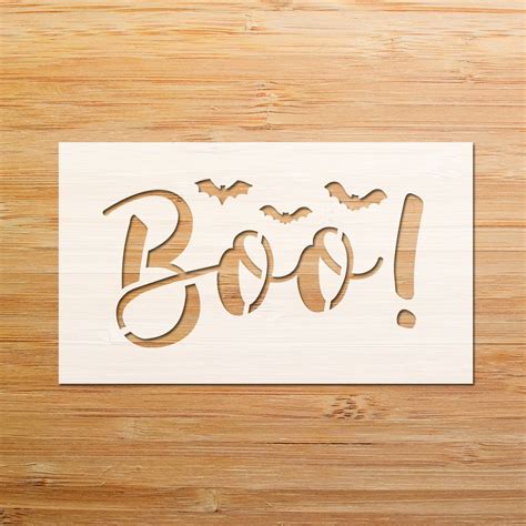 Boo Stencil Boo Stencil Boo And Bats Stencil Halloween Etsy