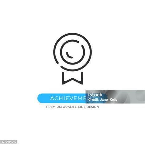 달성 아이콘입니다 메달 보상 상 성공 수상 컨셉 프리미엄 품질의 그래픽 디자인 요소 현대 기호 선형 픽토그램 윤곽 기호 간단한 벡터 얇은 선 아이콘 1위에 대한 스톡 벡터