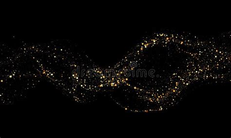 Gold Glitter Wave Of Glowing Particles On Black Background Stock Illustration Illustration Of