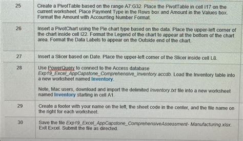 25 Create A Pivottable Based On The Range A7 G32