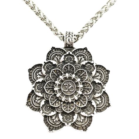 패션 옴 요가 연꽃 꽃잎 펜던트 목걸이 종교 부처님 만다라 명상 영적 인도 보석 2022펜던트 목걸이 Aliexpress