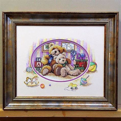 Вышивка крестом Тёплые и пушистые Dimensions🐻 Деревянный багет двойное паспарту дорисовка