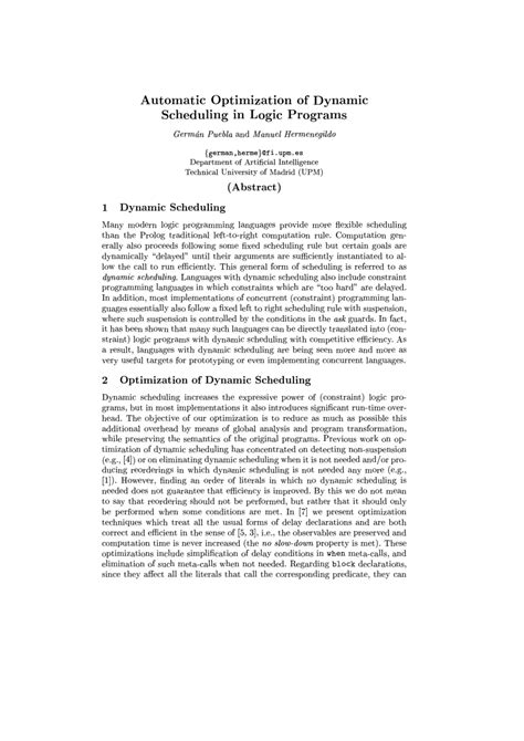 Pdf Automatic Optimization Of Dynamic Scheduling In Logic Programs
