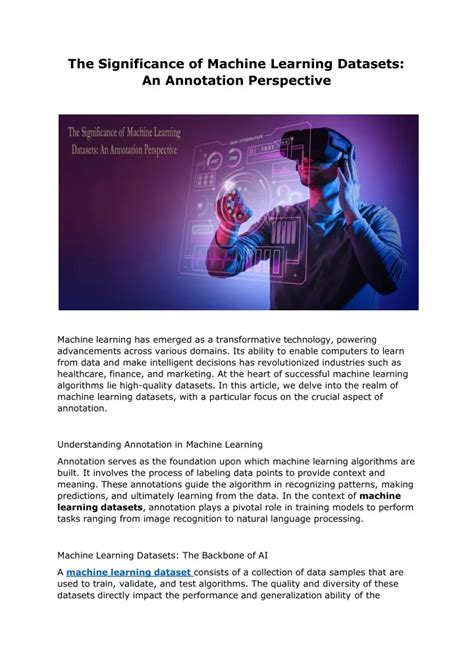 Ppt The Significance Of Machine Learning Datasets An Annotation