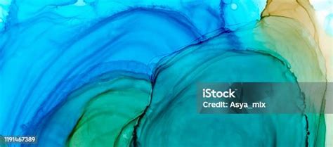 밝은 파란색과 황토 다채로운 수채화 수평 배경입니다 손으로 그린 하늘 색과 녹색 브러시 스트로크 Blob 건강관리와 의술에 대한 스톡 벡터 아트 및 기타 이미지 Istock