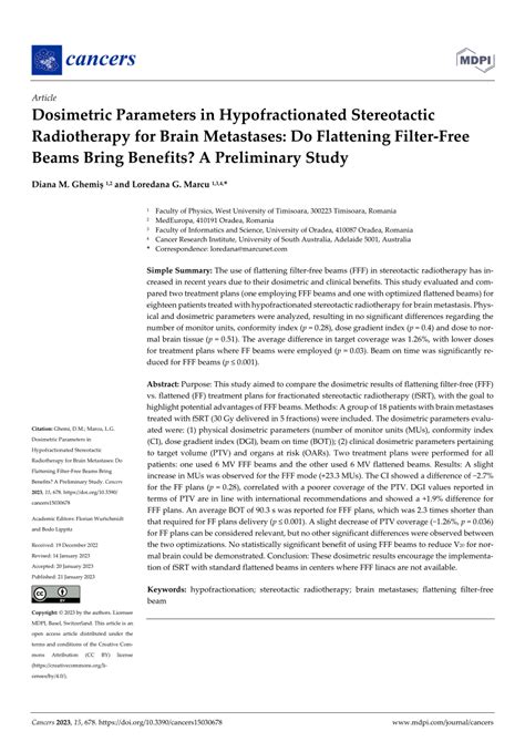Pdf Dosimetric Parameters In Hypofractionated Stereotactic