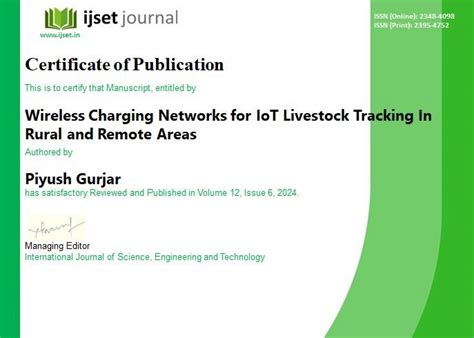 Researchpublication Iot Wirelesscharging Livestocktracking Ijset Innovation Piyush Gurjar