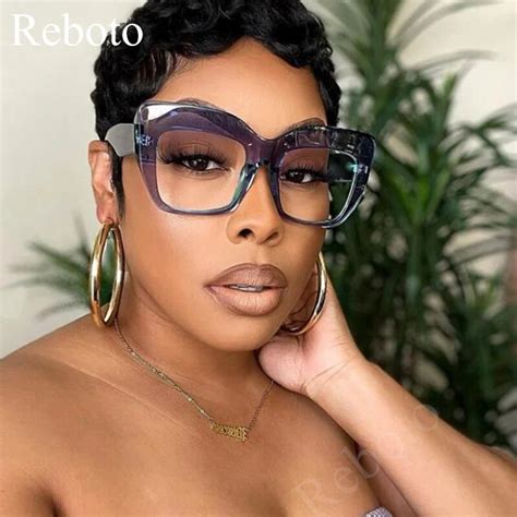 Badu Bg Рамка за очила Дамски големи квадратни ретро рамки Прозрачни рамки за очила за жени