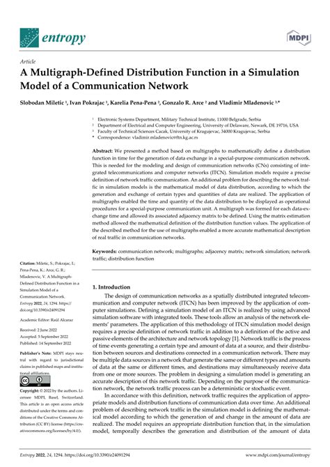 Pdf A Multigraph Defined Distribution Function In A Simulation Model