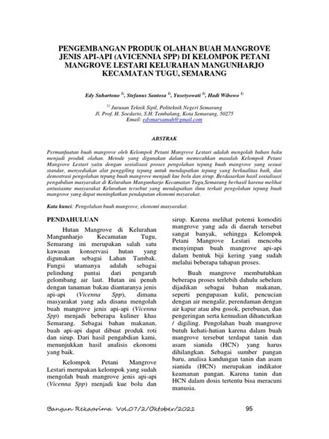 Produk Olahan Buah Mangrove Jenis Api Api Pdf