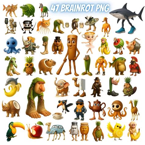 Italian Brainrot Meme Characters Png Bundle Digital Download Etsy