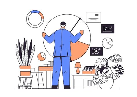 Premium Vector Businessman Analyzing Statistics Data On Diagram Business Report Presentation