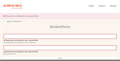 Display Required Validation Errors For Form Elements That Do Not Provide A Title