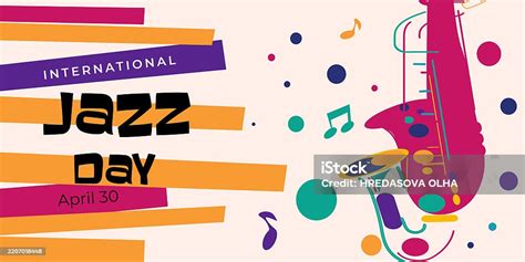 국제 재즈의 날 축하 행사 플랫 월드 재즈의 날 배경 디자인 4월 30일 카드 포스터 배너 전단지 인사말 초대 및 이벤트에 대 한 벡터 그림 4월에 대한 스톡 벡터 아트 및