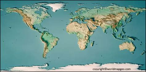 World Topographic Map 3d Colors In Labeled And Interactive
