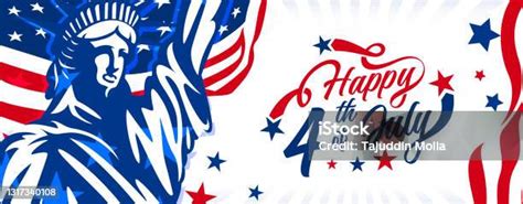 1776년 이후 7월 4일 미국 독립기념일 기념 디자인으로 트렌디한 미국 국기와 자유의 여신상을 흔들며 불꽃놀이와 스타들이 디자인되었습니다 0명에 대한 스톡 벡터 아트 및