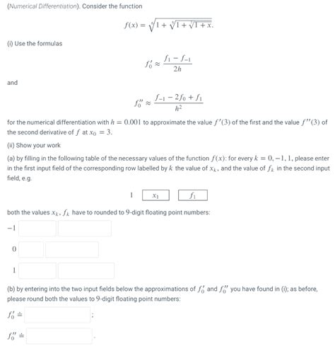 Solved Numerical Differentiation Consider The Function