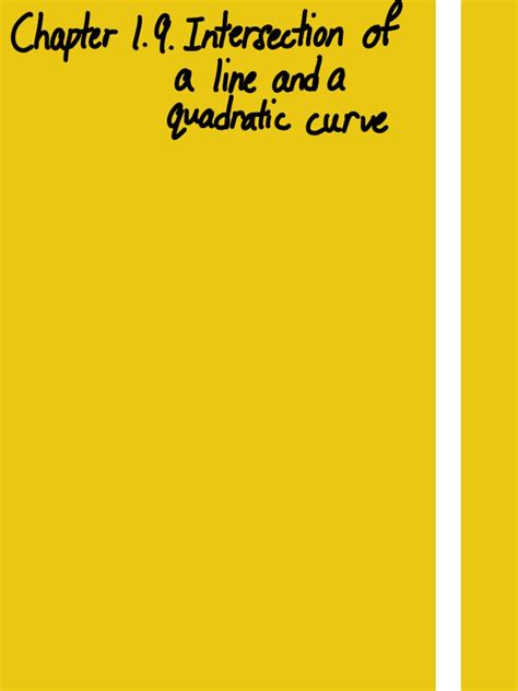 Intersection Of A Line And A Quadratic Curve Finding The Point Of