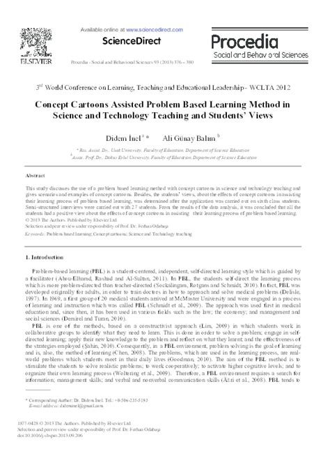 Pdf Concept Cartoons Assisted Problem Based Learning Method In Science And Technology Teaching