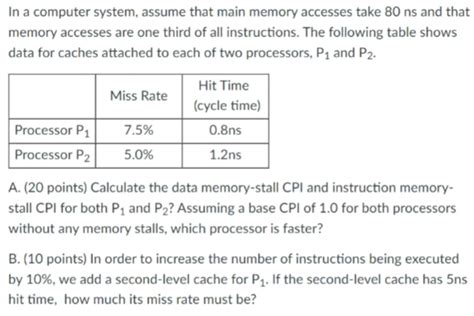 Solved In A Computer System Assume That Main Memory