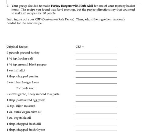Conversion Factor Worksheet