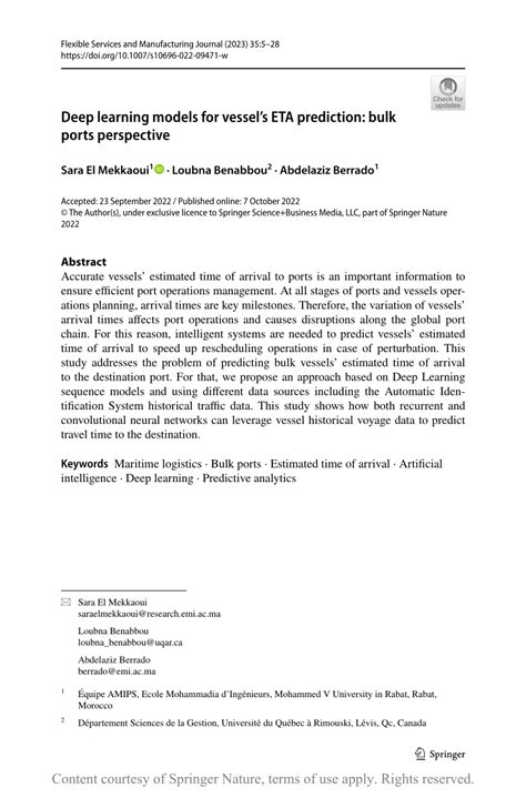 deep learning models for vessel s eta prediction bulk ports