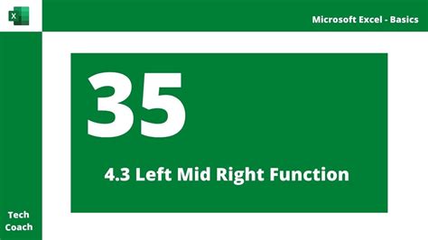 Left Mid Right Function In Excel Text Function In Excel Youtube