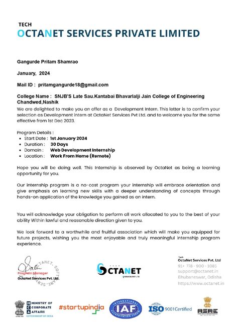 Pritam Gangurde On Linkedin Octanetinternship Octanet Webdevelopment Octanetservicespvtltd
