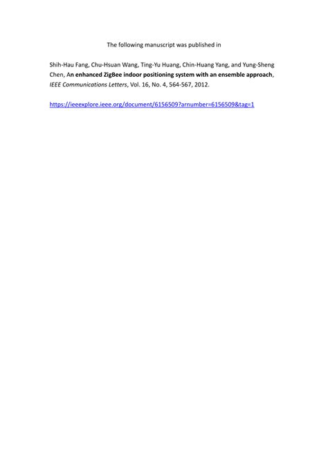 pdf an enhanced zigbee indoor positioning system with an ensemble