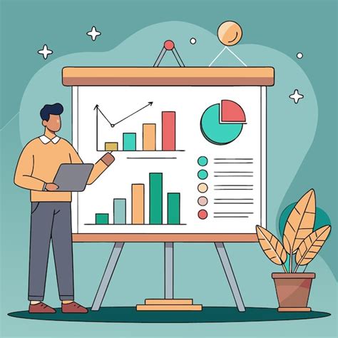 A Person Presenting Data On A Large Chart With Graphs And Statistics Premium Ai Generated Vector