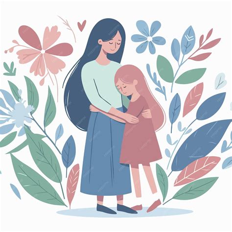 Madre Y Hijo Abrazados Vector Premium Generado Con Ia