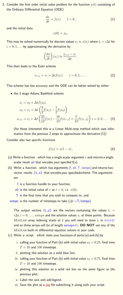 Solved 3 Consider The First Order Initial Value Problem For