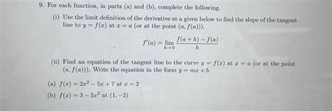 Solved For Each Function In Parts A And B Complete The Chegg