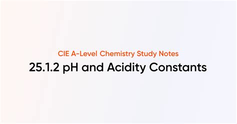 Ph And Acidity Constants 2512 Cie A Level Chemistry Notes