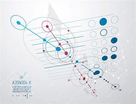 기계 구성표 원 및 메커니즘의 기하학적 부분이 있는 벡터 엔지니어링 도면 기술 계획은 웹 디자인 및 배경 화면 또는 배경으로 사용할 수 있습니다 프리미엄 벡터