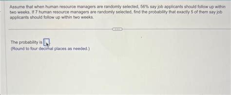 Solved Assume That When Human Resource Managers Are Randomly