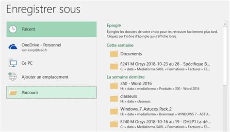 Excel 2019 Sauvegarder Le Classeur En Cours Dédition Médiaforma