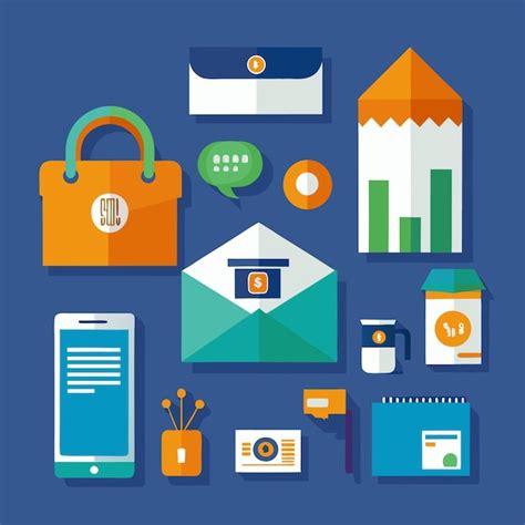 Flat Design Icons For Business Finance And Communication Premium Ai Generated Image