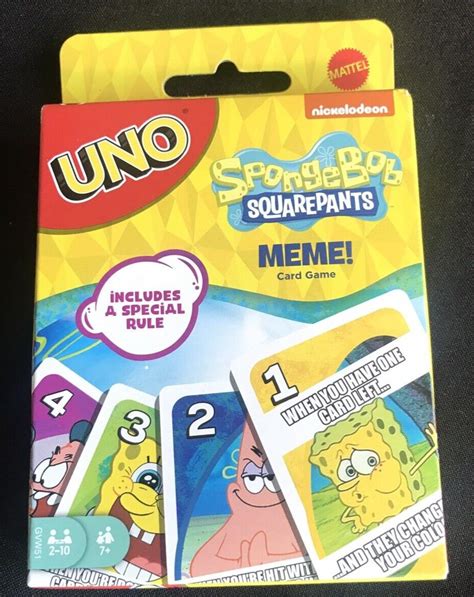 New Uno Nickelodeon Spongebob Squarepants Meme Card Game 4681057254