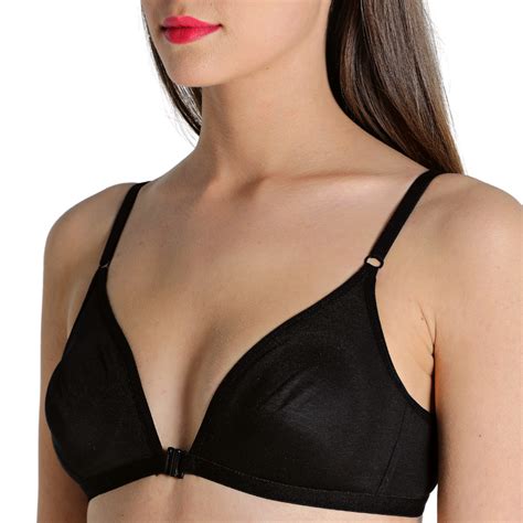 Deevaz Cotton Rich Non Padded Solid Front Open T Shirt Bra Black