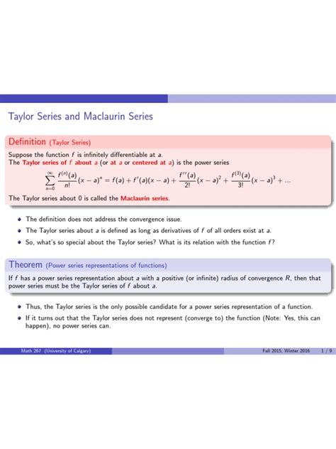 taylor series and maclaurin series theorem pdf power series