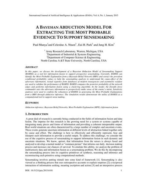 A Bayesian Abduction Model For Extracting Most Probable Evidence To Support Sense Making Pdf