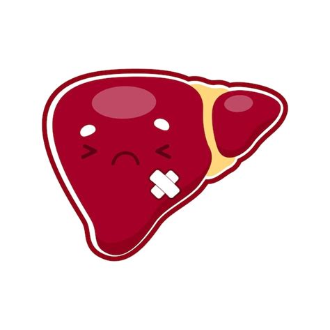 간 질환 장기 캐릭터 부상 또는 건강에 해로운 프리미엄 벡터