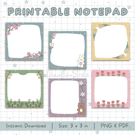 Floral Printable Notepad Adorable Notepad Template Cute Flower Memo
