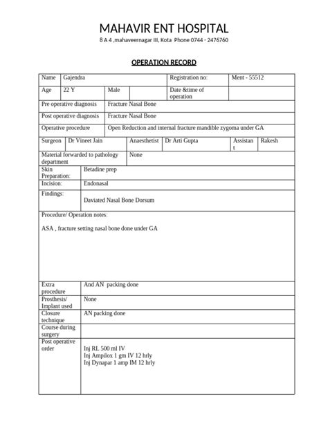 Operation Record New Pdf