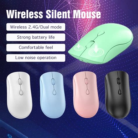Wireless Mouse Bluetooth Silent Rechargeable Mouse With Ghz Receiver Gaming Backlit Mice PC
