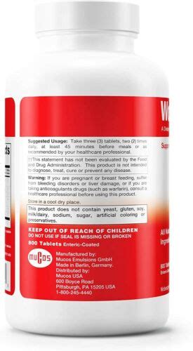 Buy 100 Authenticoriginal Mucos Pharma Wobenzym N 800 Tablets